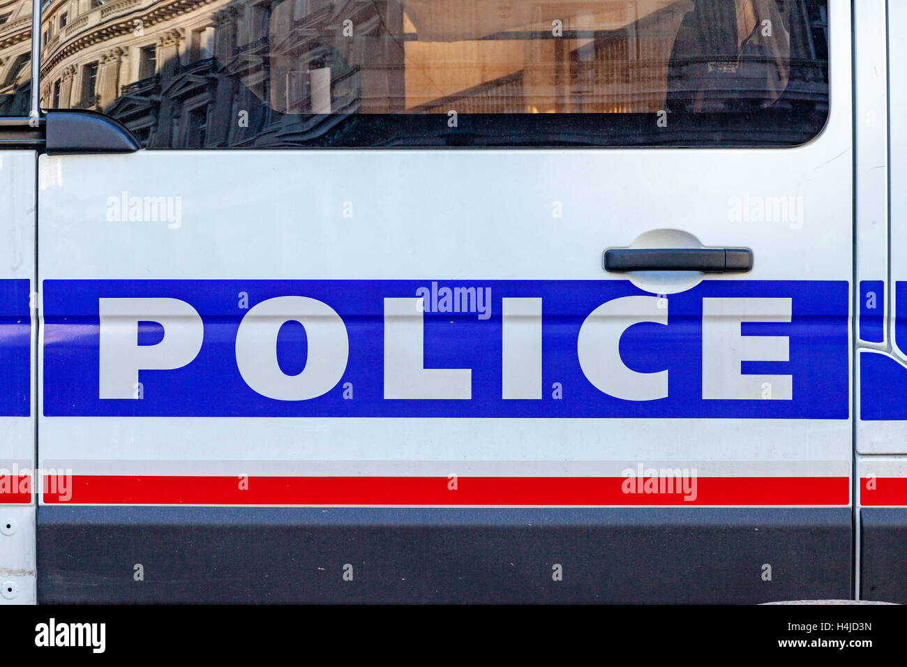 Police text on french car door Stock Photo - Alamy