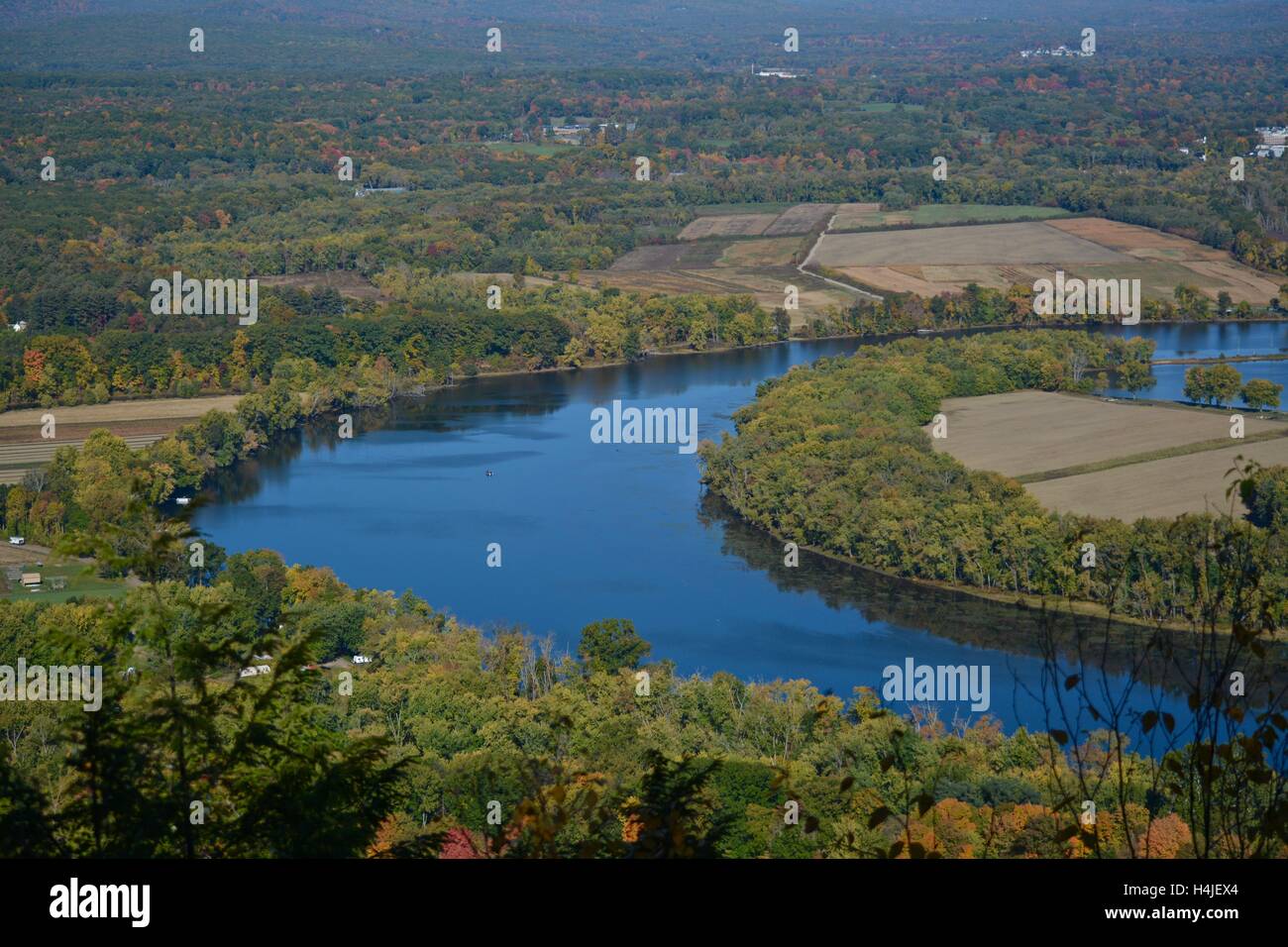 The Connecticut River in Western New England, seen from the Mt. Tom ...