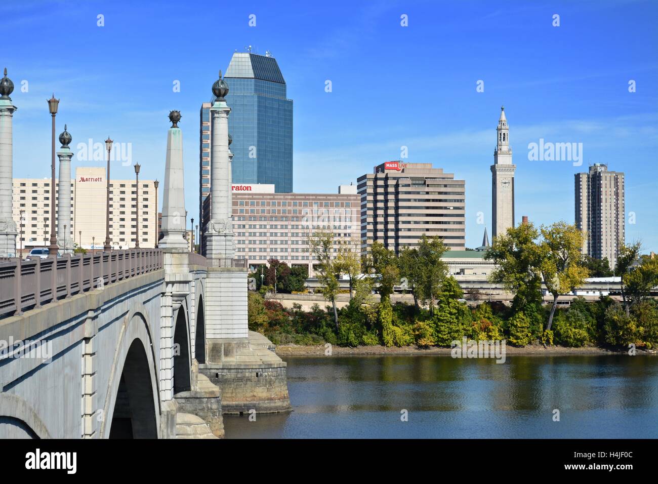 The Springfield skyline as seen from the Memorial Bridge in Western ...