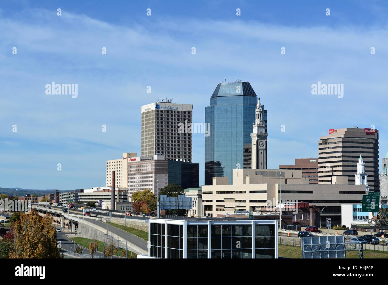 The Springfield skyline featuring the iconic Campanile clock tower in ...