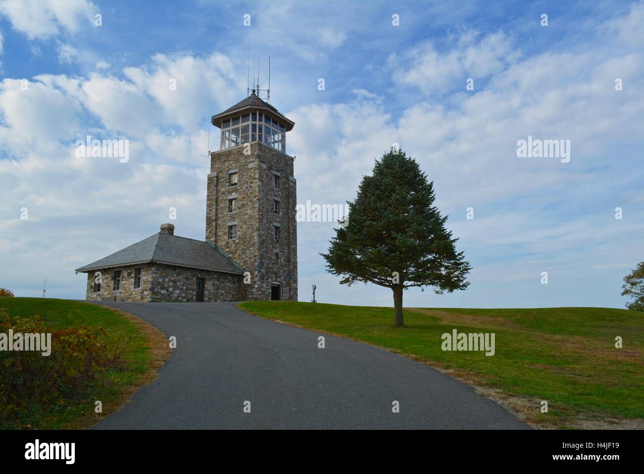 An observation tower on Quabbin Hill along the Quabbin Reservoir in ...