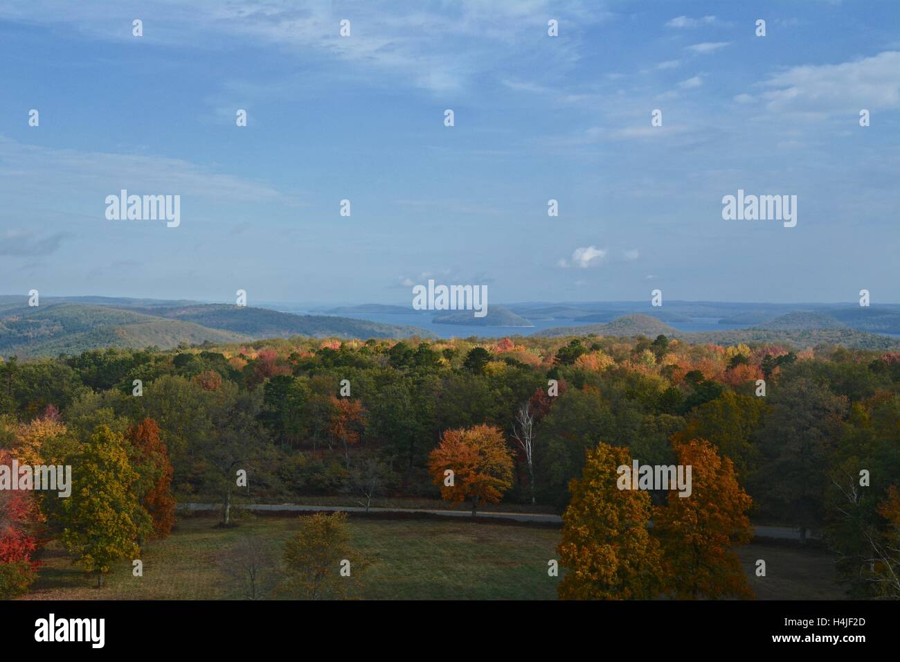 A view of the Quabbin Reservoir and Autumn foliage in Ware, Western ...