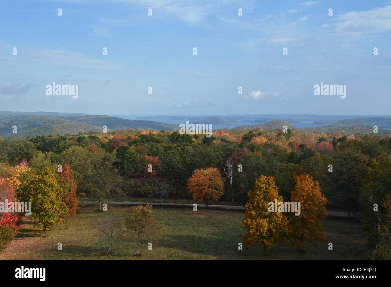 A view of the Quabbin Reservoir and Autumn foliage in Ware, Western ...