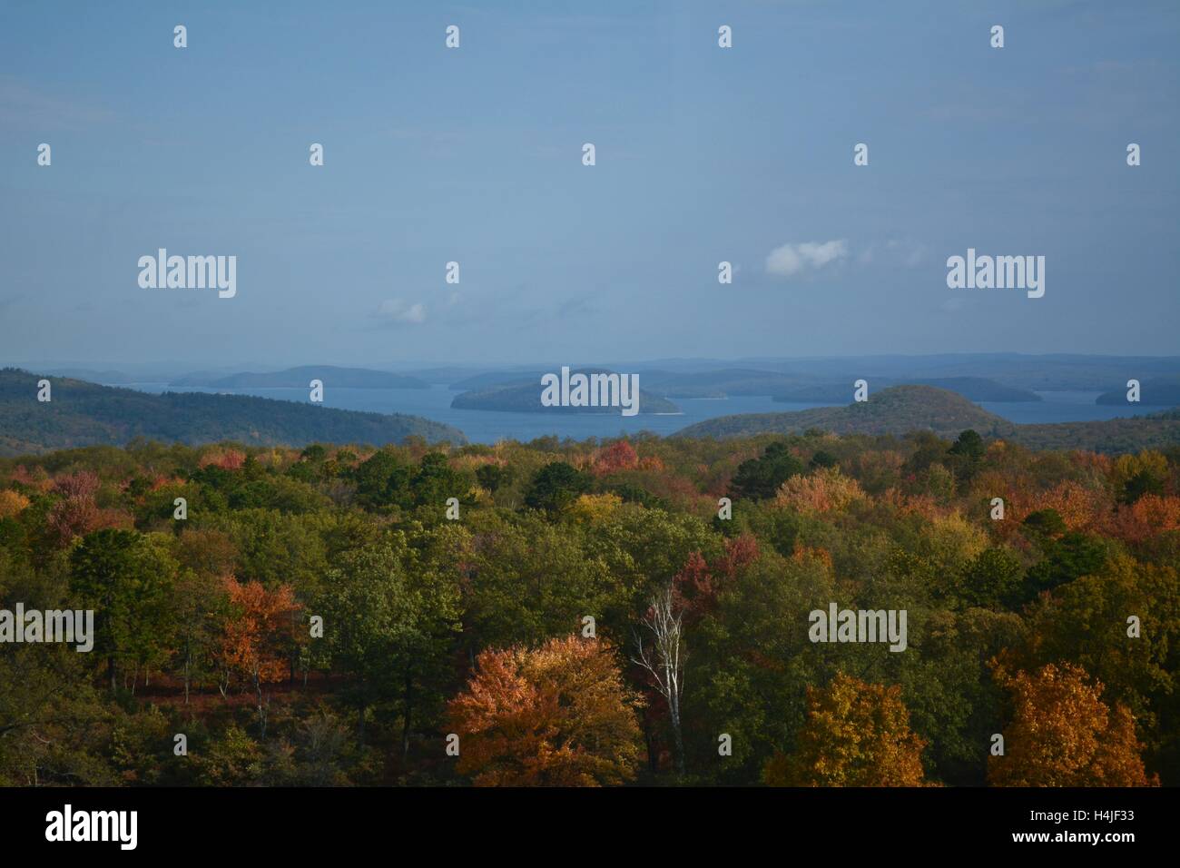 A view of the Quabbin Reservoir and Autumn foliage in Ware, Western ...