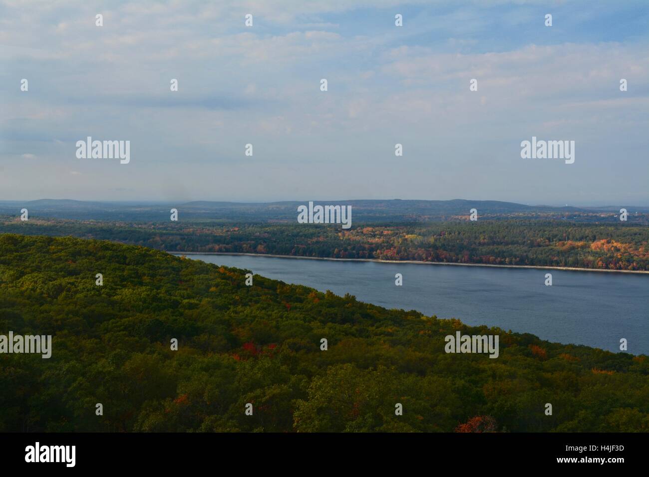 A view of the Quabbin Reservoir and Autumn foliage in Ware, Western ...