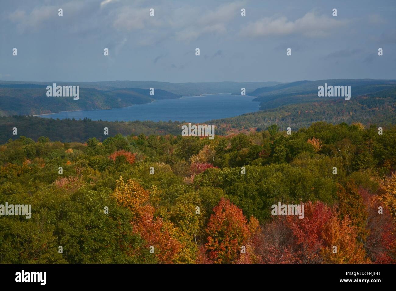 A view of the Quabbin Reservoir and Autumn foliage in Ware, Western ...