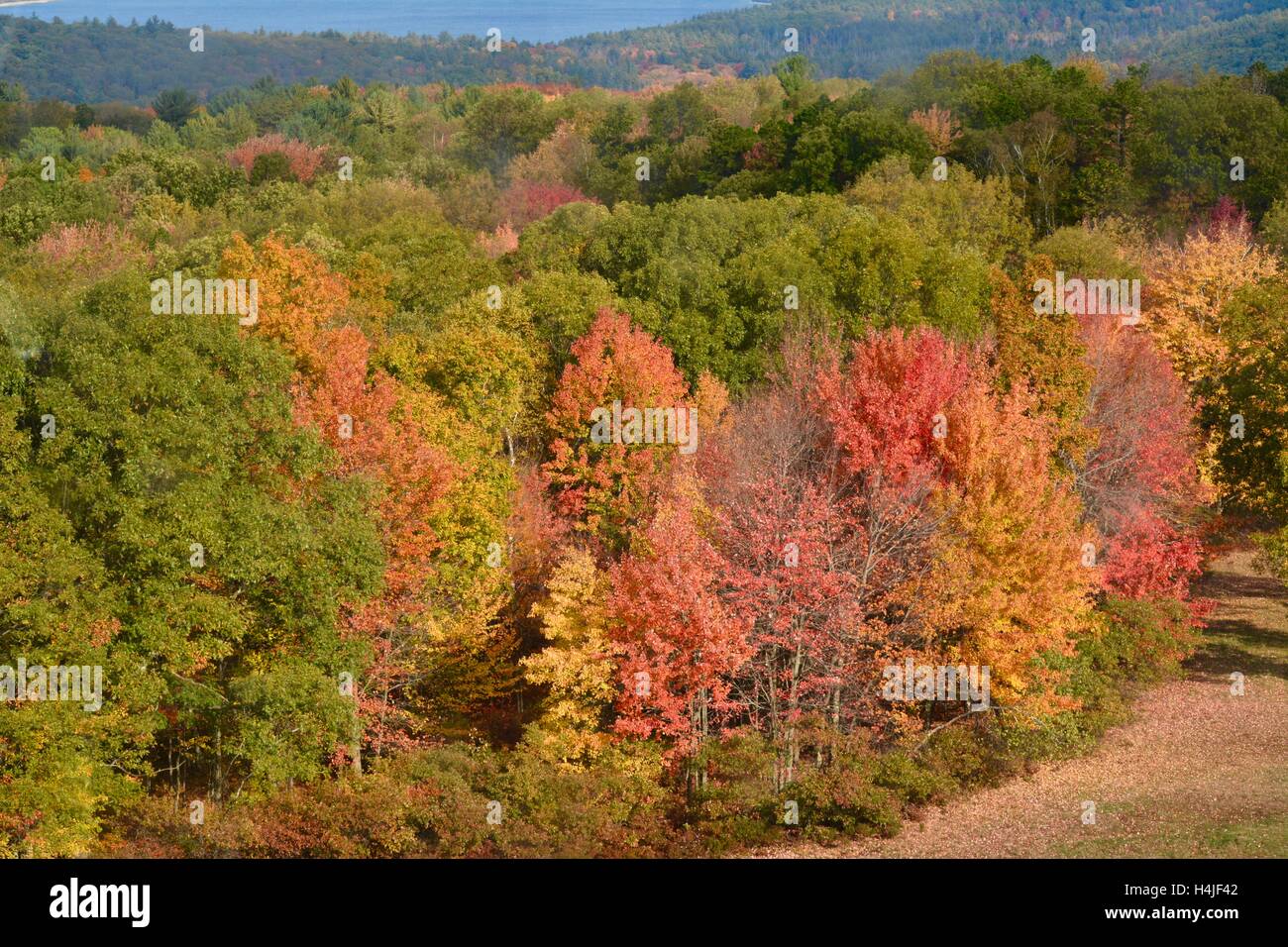 A view of the Quabbin Reservoir and Autumn foliage in Ware, Western ...