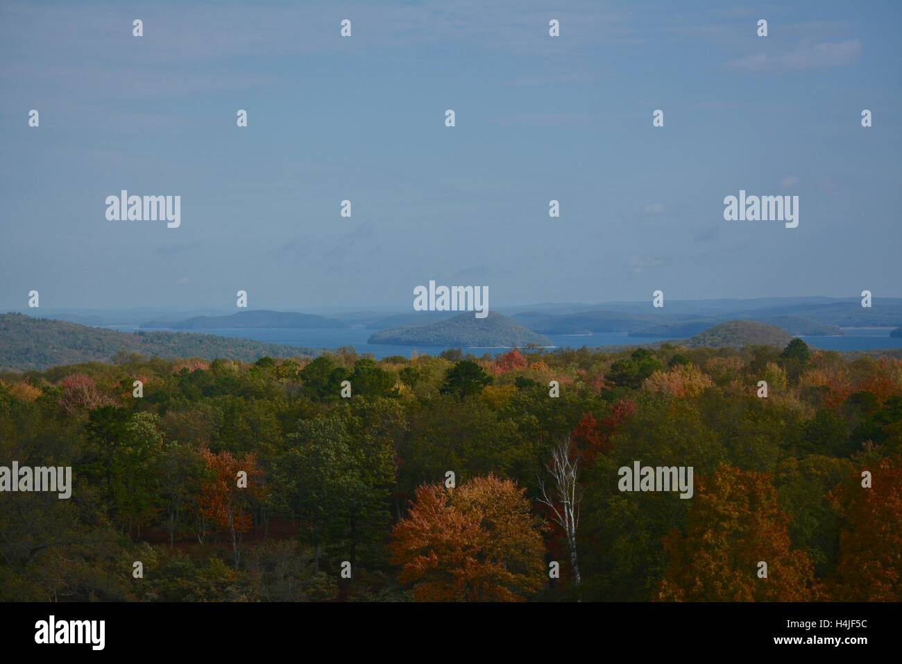 A view of the Quabbin Reservoir and Autumn foliage in Ware, Western ...