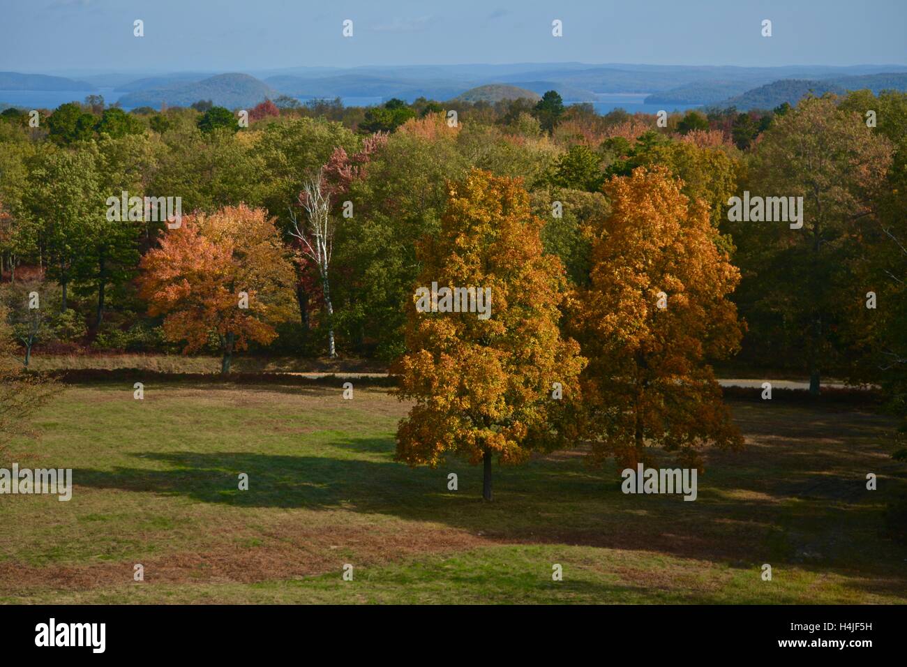 A view of the Quabbin Reservoir and Autumn foliage in Ware, Western ...