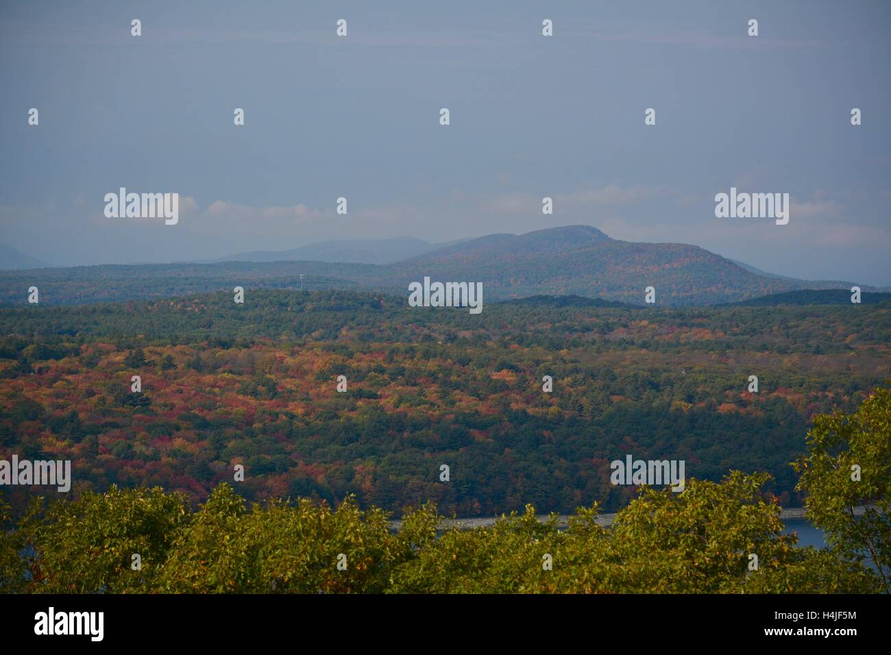 A view of the Quabbin Reservoir and Autumn foliage in Ware, Western ...