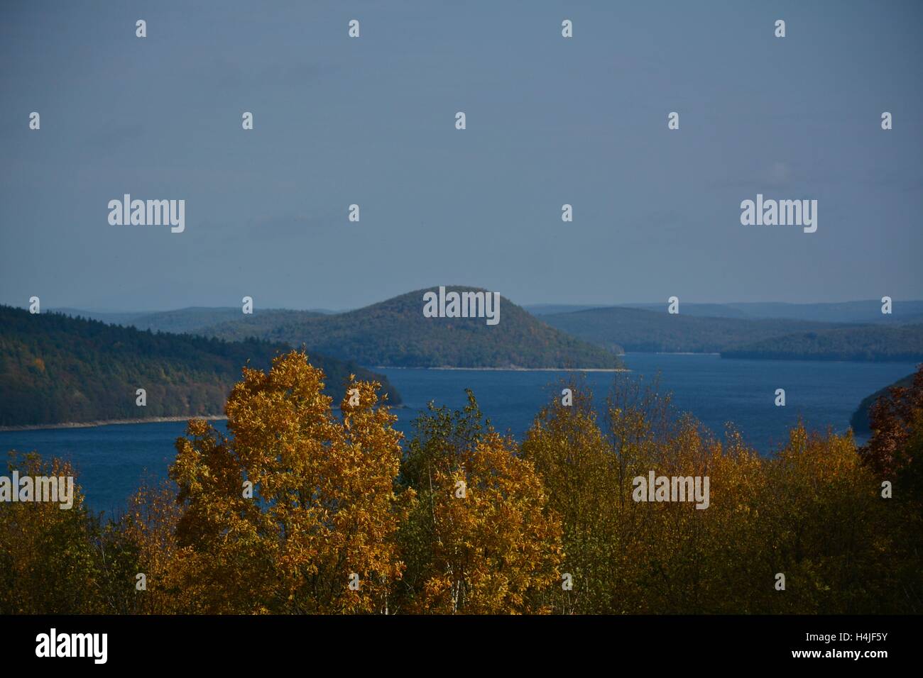 A view of the Quabbin Reservoir and Autumn foliage in Ware, Western ...