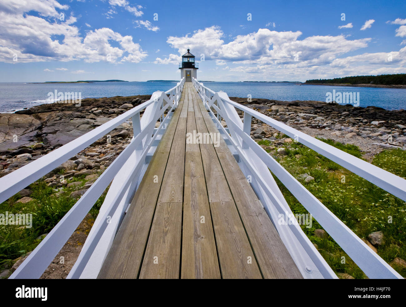 Marshall Point lighthouse white wooden bridge abstract Port Clyde ...