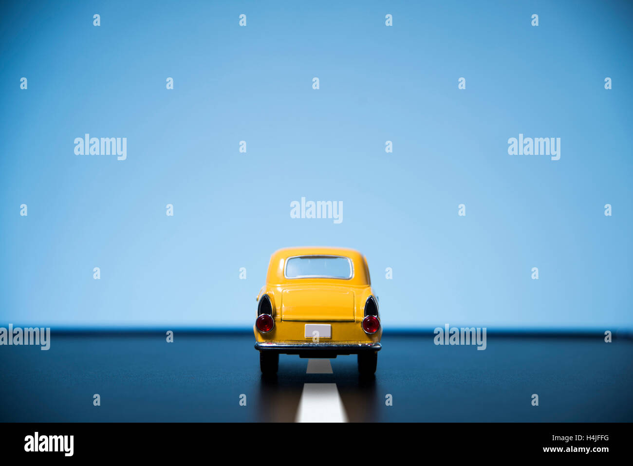 Classic fifties scale model toy car from back view Stock Photo - Alamy