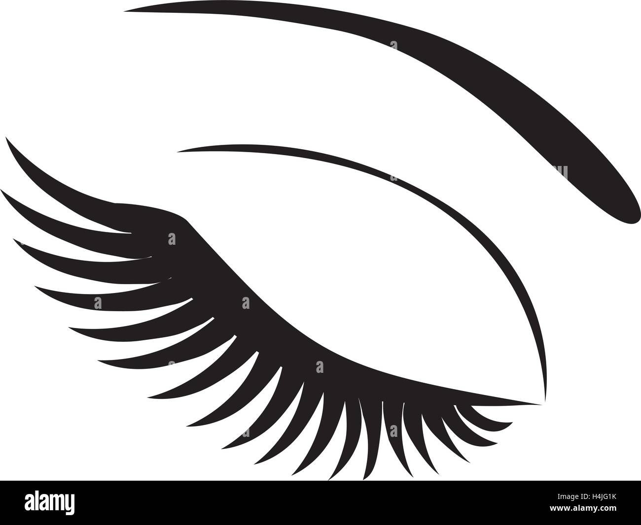 vector illustration of an eye icon with long lashes make up isolated on ...