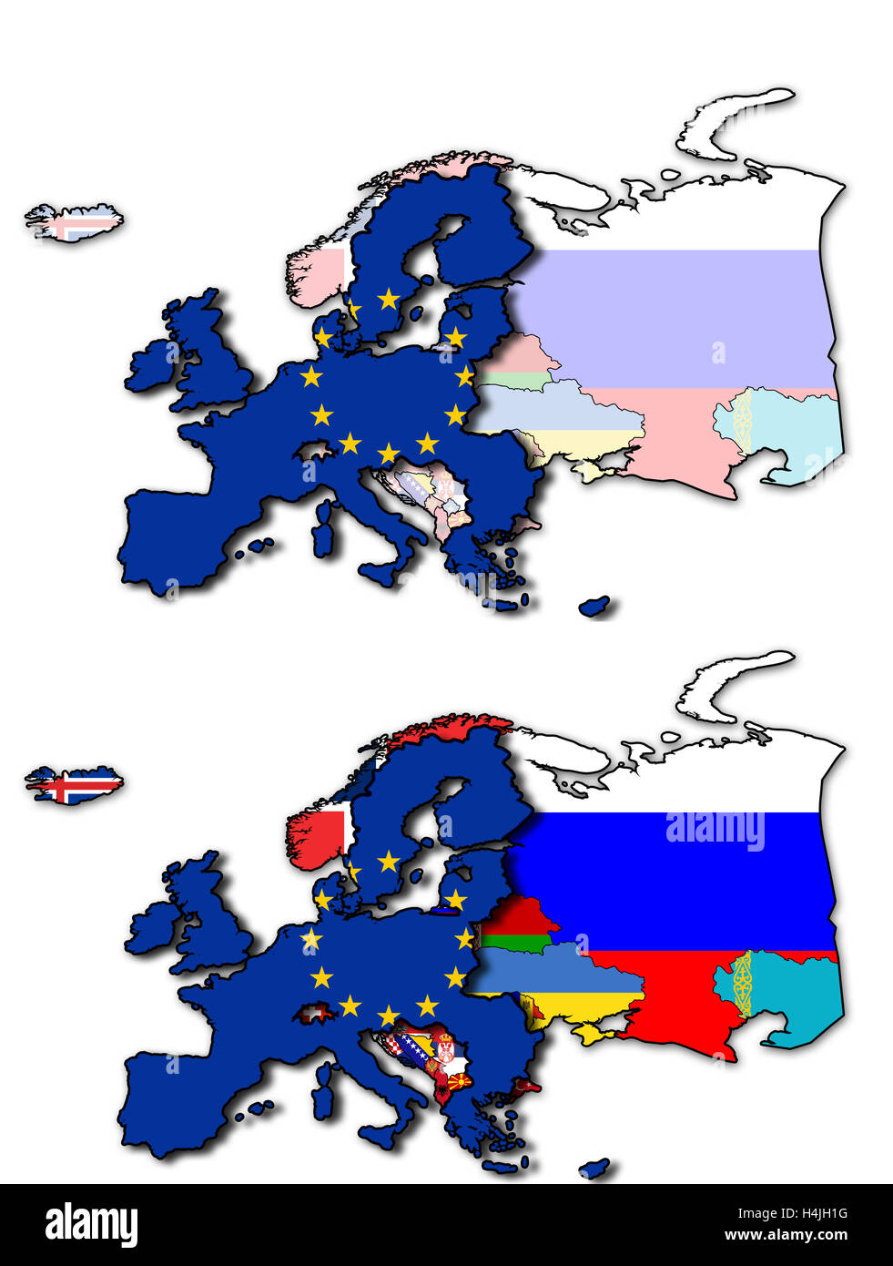 some very old grunge map of european union with flag on map of europe ...