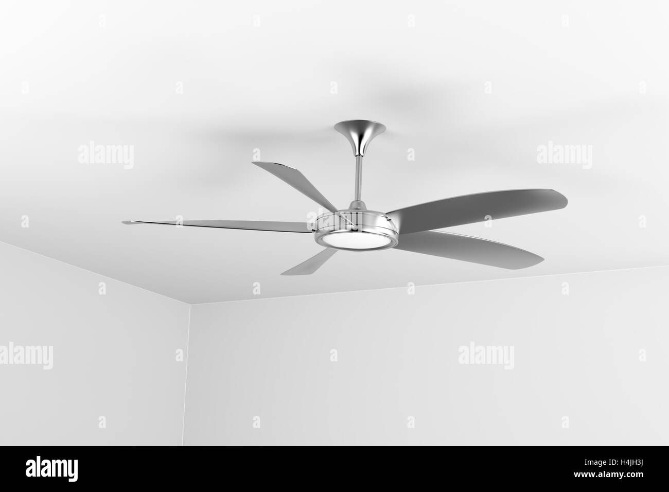 Silver ceiling fan with five blades Stock Photo - Alamy