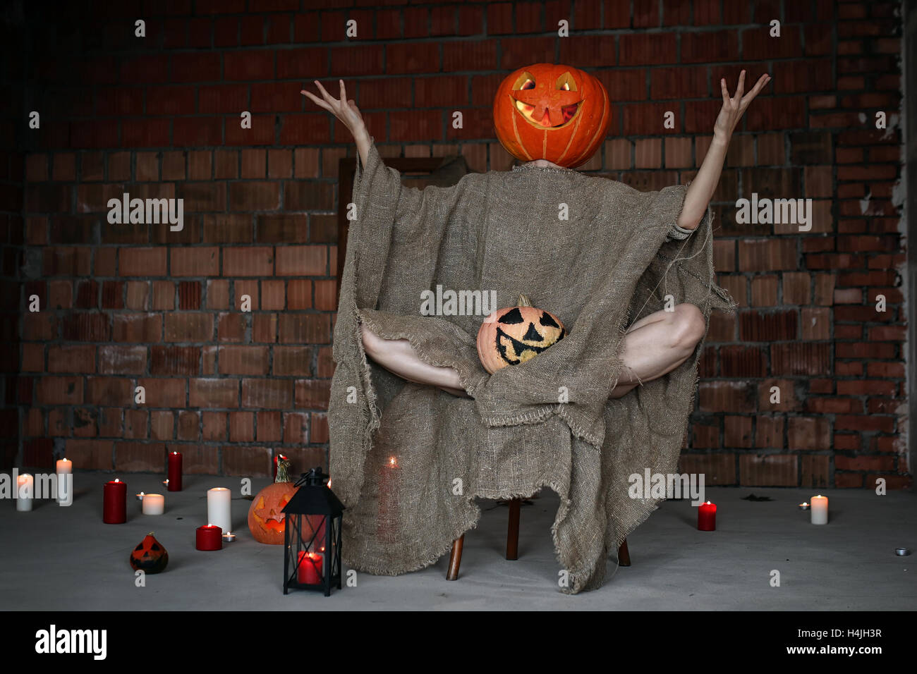 pumpkin head monster horror indoor Stock Photo - Alamy