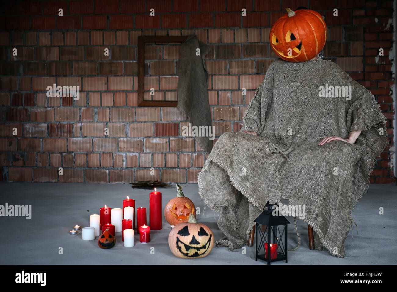 pumpkin head monster horror indoor Stock Photo - Alamy