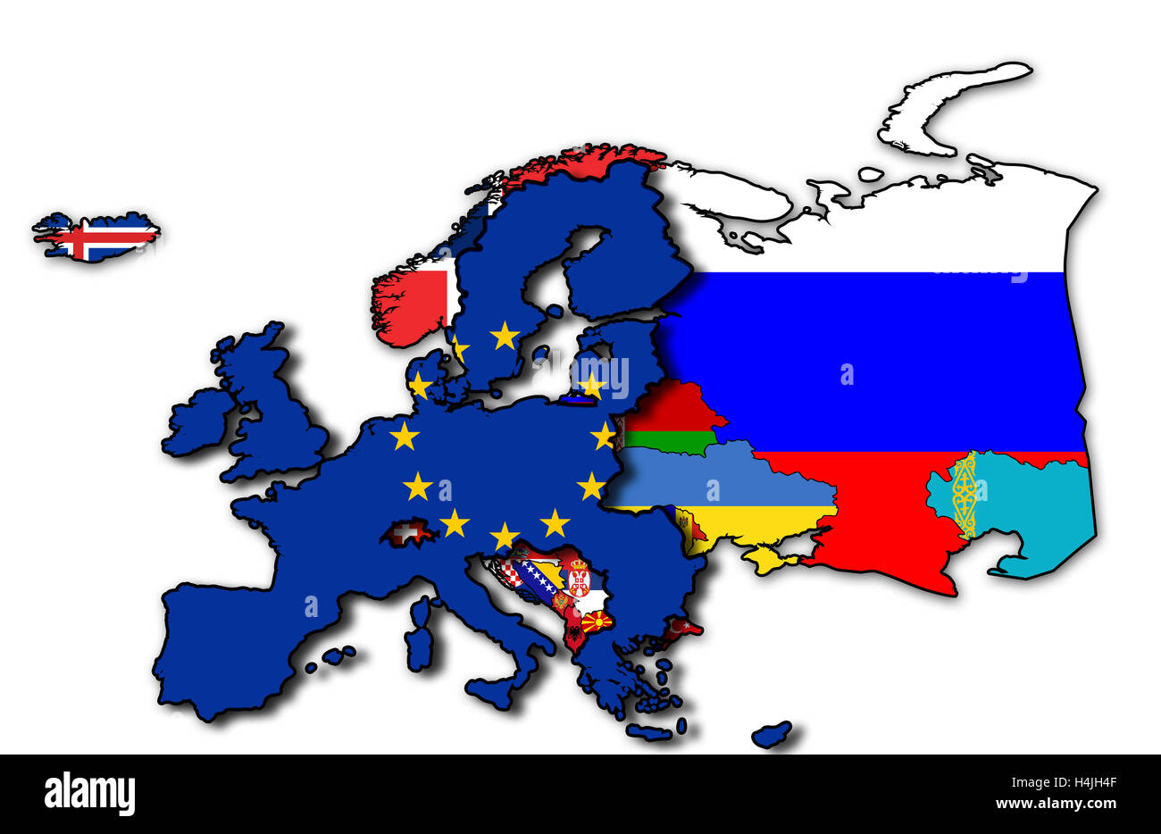 some very old grunge map of european union with flag on map of europe ...