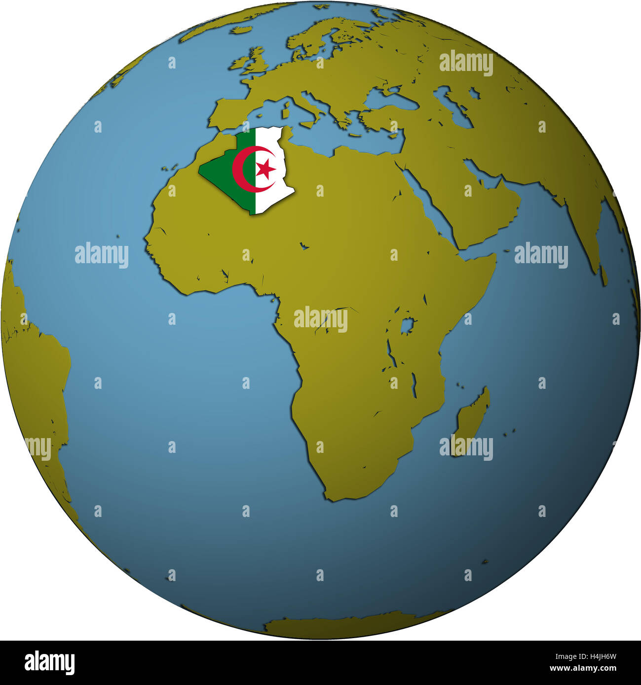algeria territory with flag on map of globe Stock Photo - Alamy