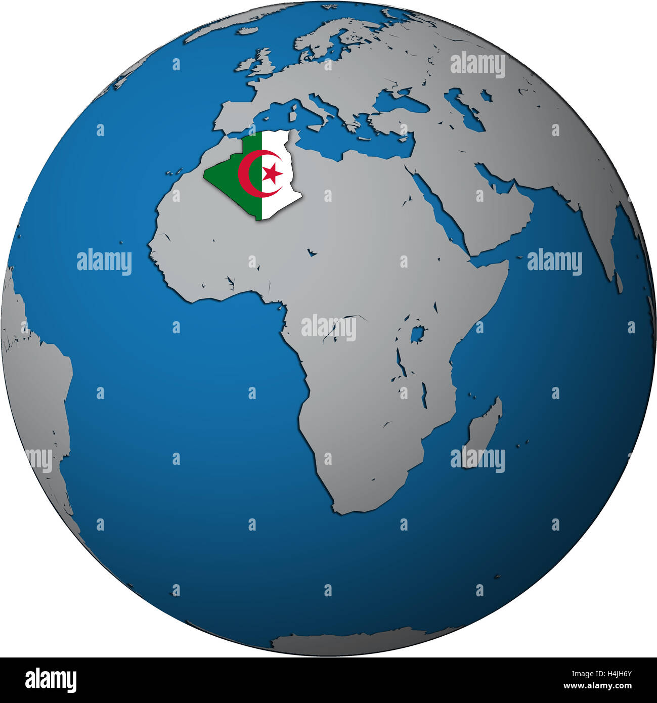 algeria territory with flag on map of globe Stock Photo - Alamy