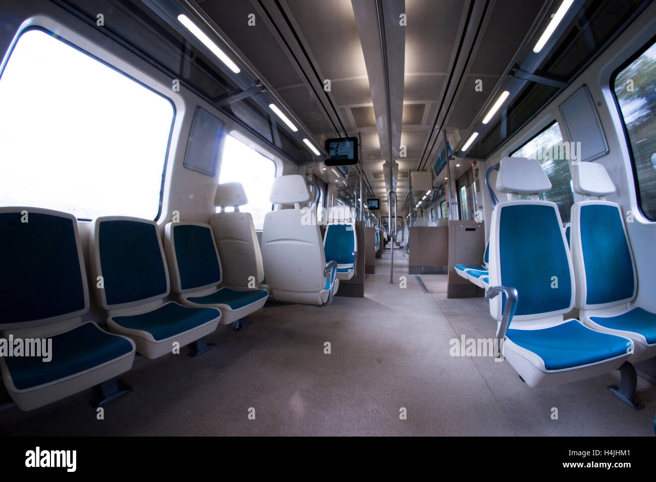 Inside of the subway train izban. Izmir Turkey November 19 2014. At ...