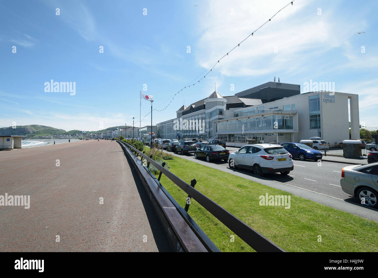 Llandudno promenade with the Venue Cymru to the right on the North ...