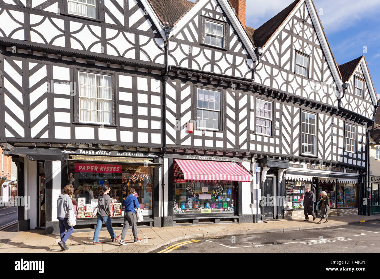Timber framed buildings in the historic town of Warwick, Warwickshire ...
