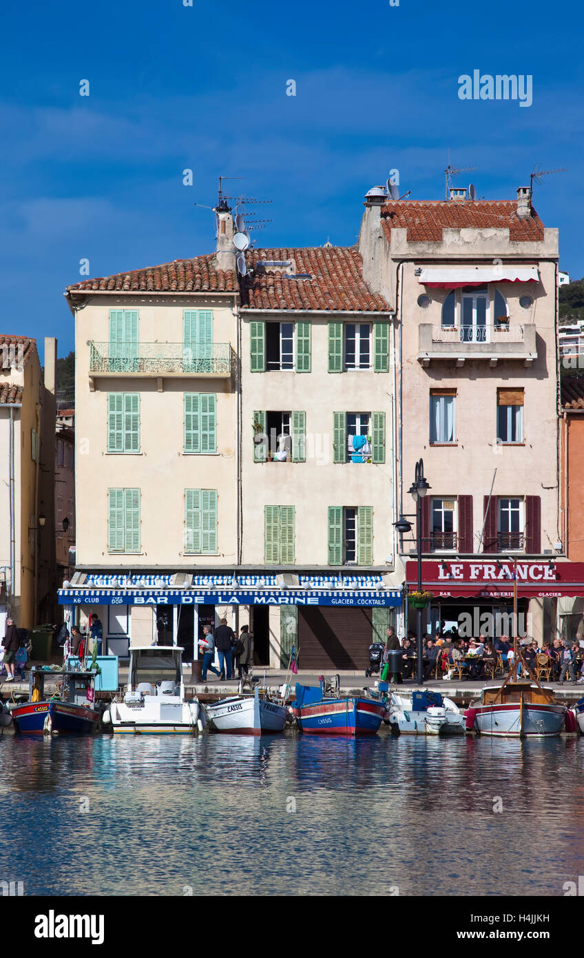 Waterside bar in the Cassis Harbour, Provence, France, Europe Stock ...
