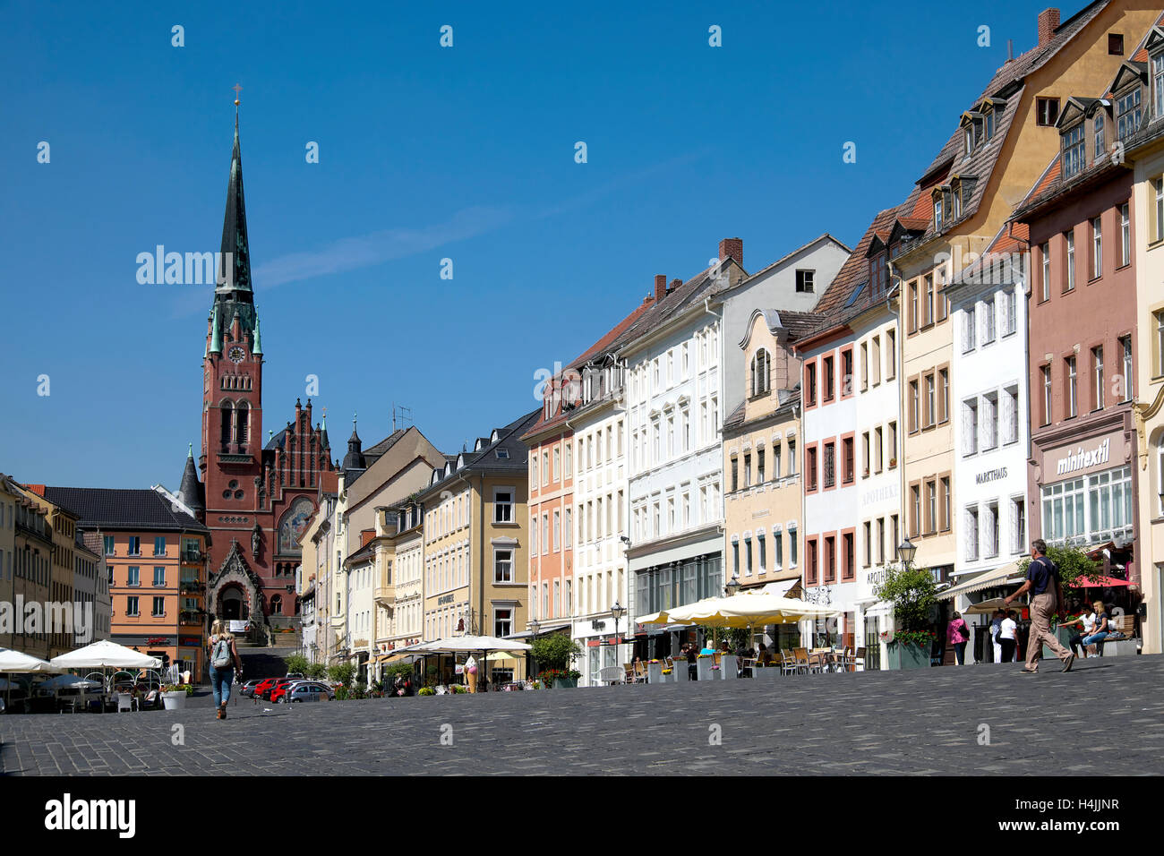Market place with Brüderkirche Church, Altenburg, Thuringia, Germany ...