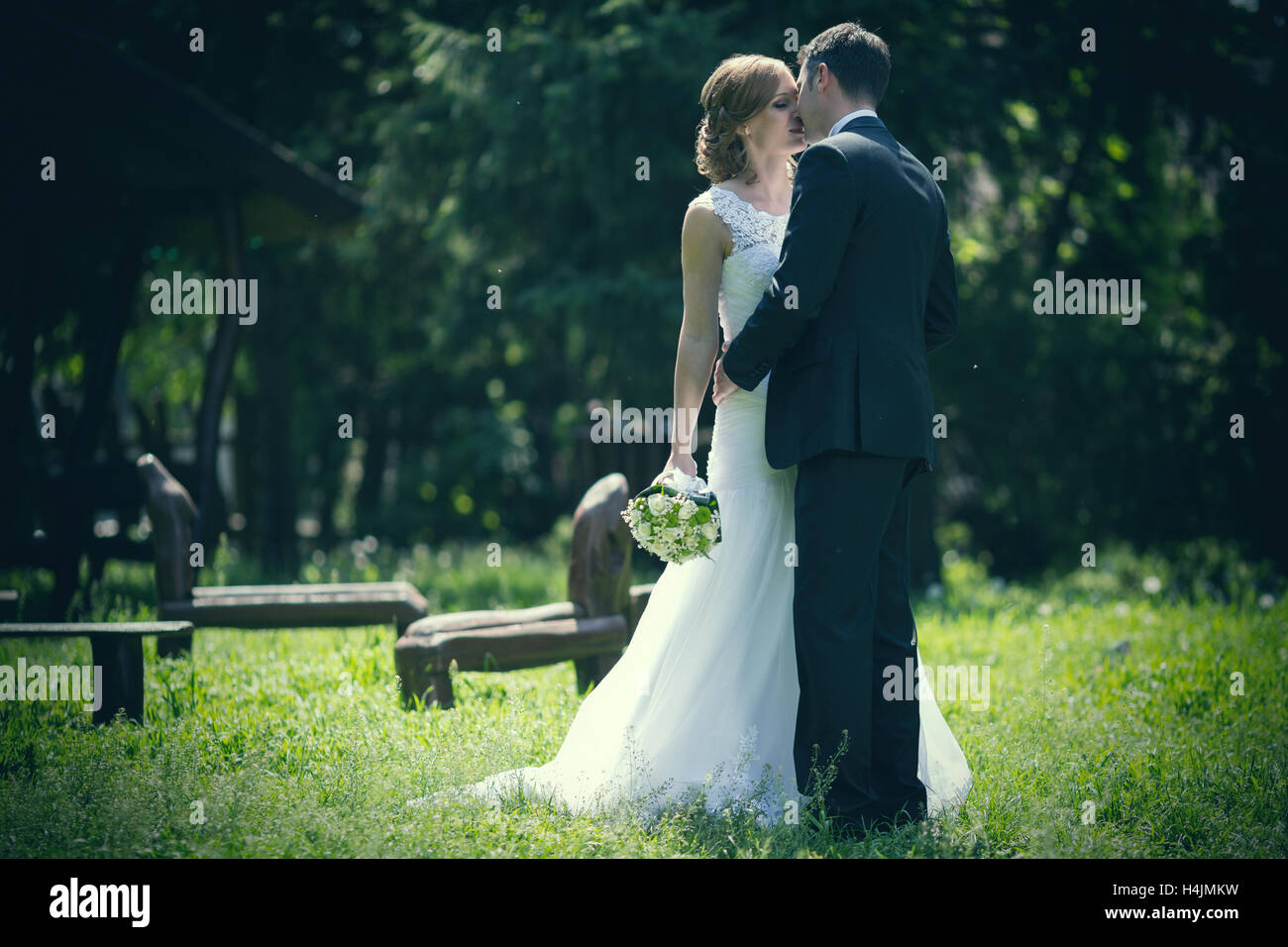 Beautiful bride and groom before wedding Stock Photo - Alamy