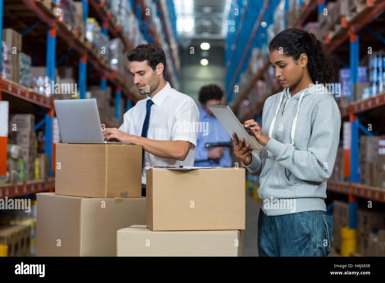 Attentive male worker using digital hi-res stock photography and images ...