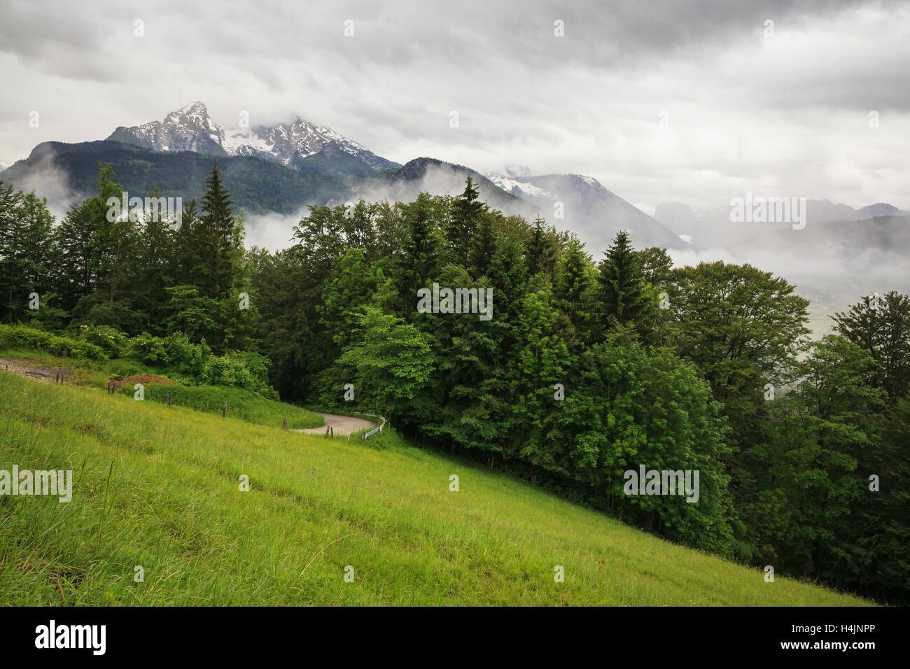 Watzmann peak from Berchtesgaden. Upper Bavaria. Germany Stock Photo ...