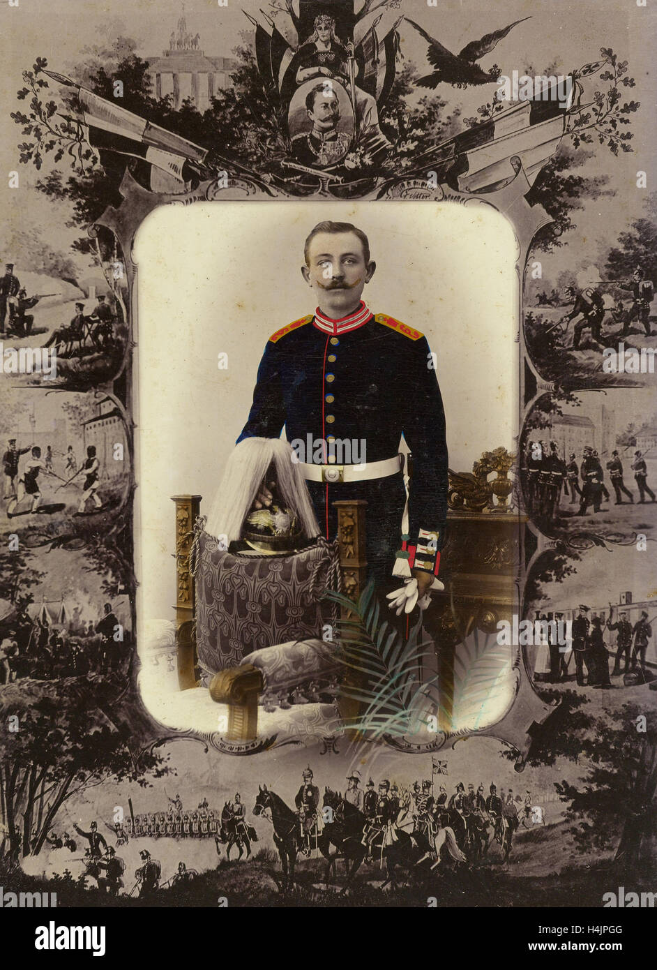 Portrait of a German soldier, Emil Giese, c. 1890 - c. 1910 Stock Photo ...