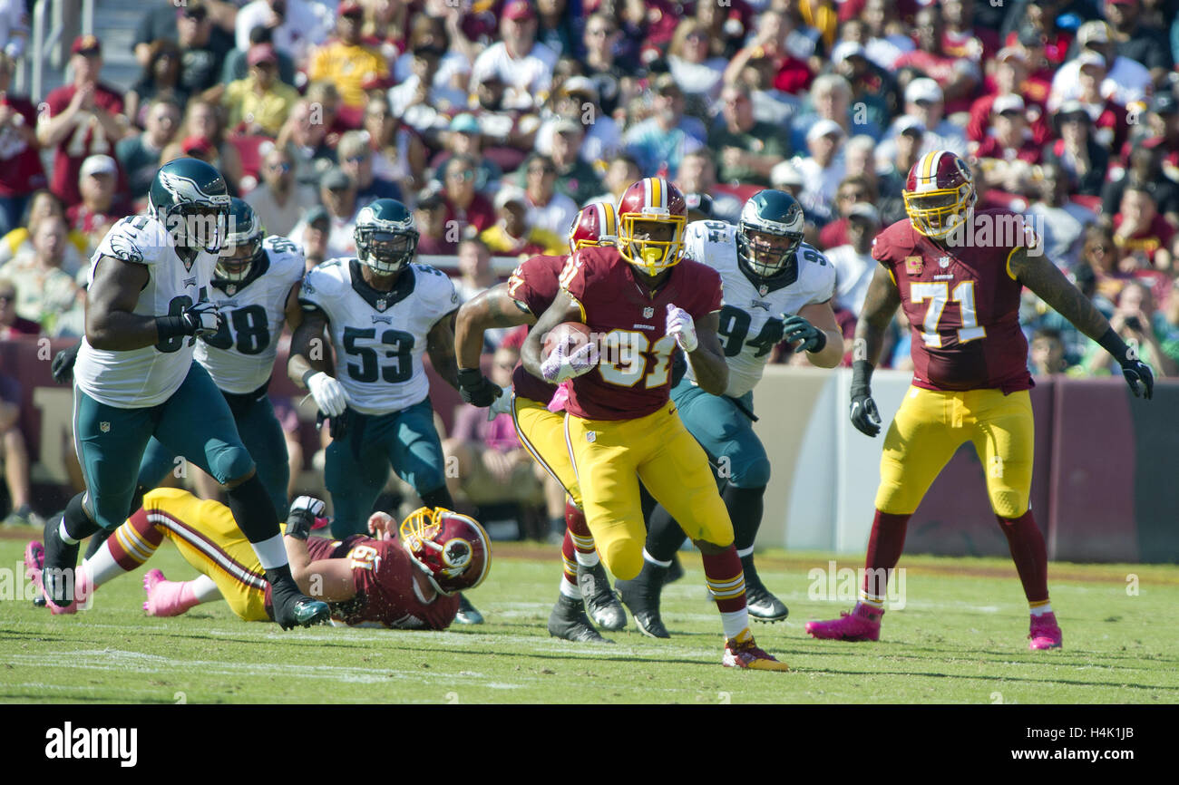 Landover, Maryland, USA. 16th Oct, 2016. Washington Redskins running ...