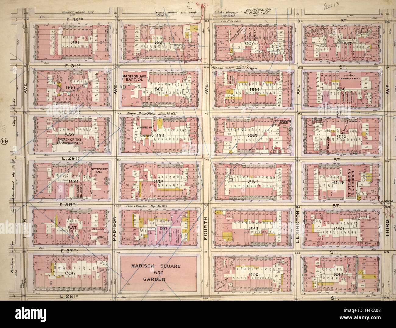 Plate 13, Part of Section 3: Bounded by E. 32nd Street, Third Avenue, E ...