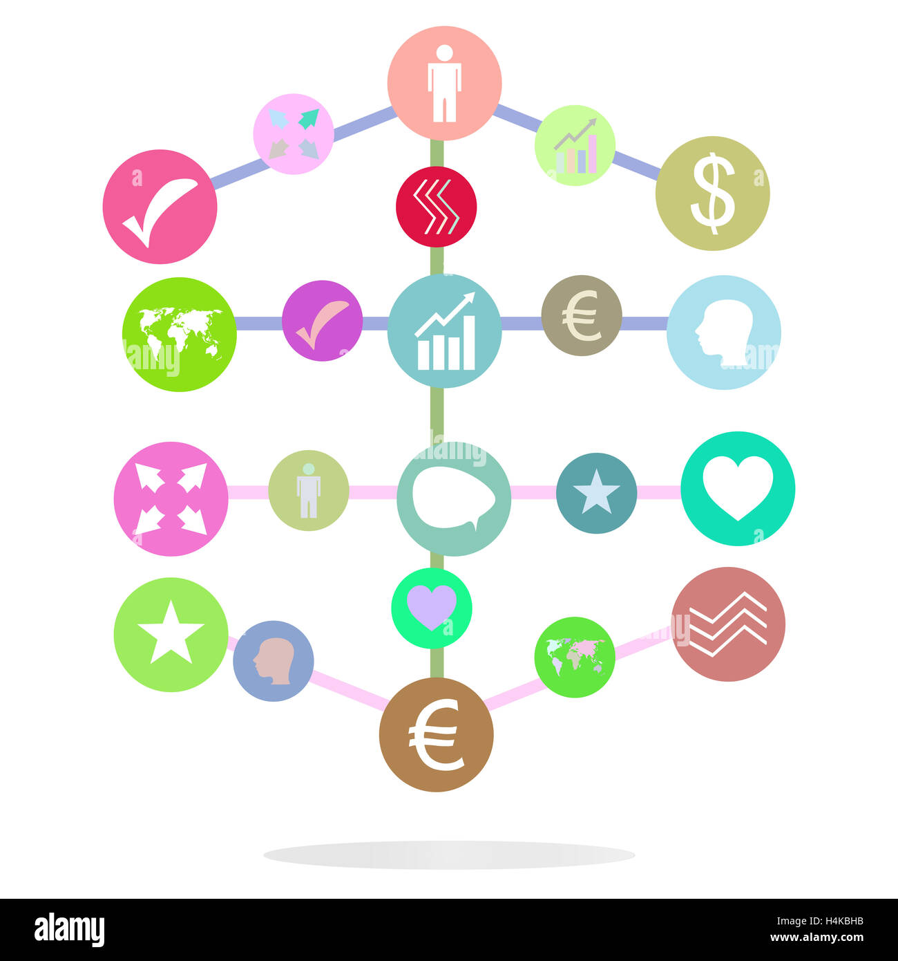 Technology network. Connected symbols for digital, connect, communicate ...