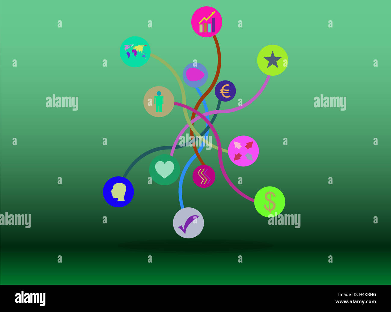 Technology network. Connected symbols for digital, connect, communicate ...