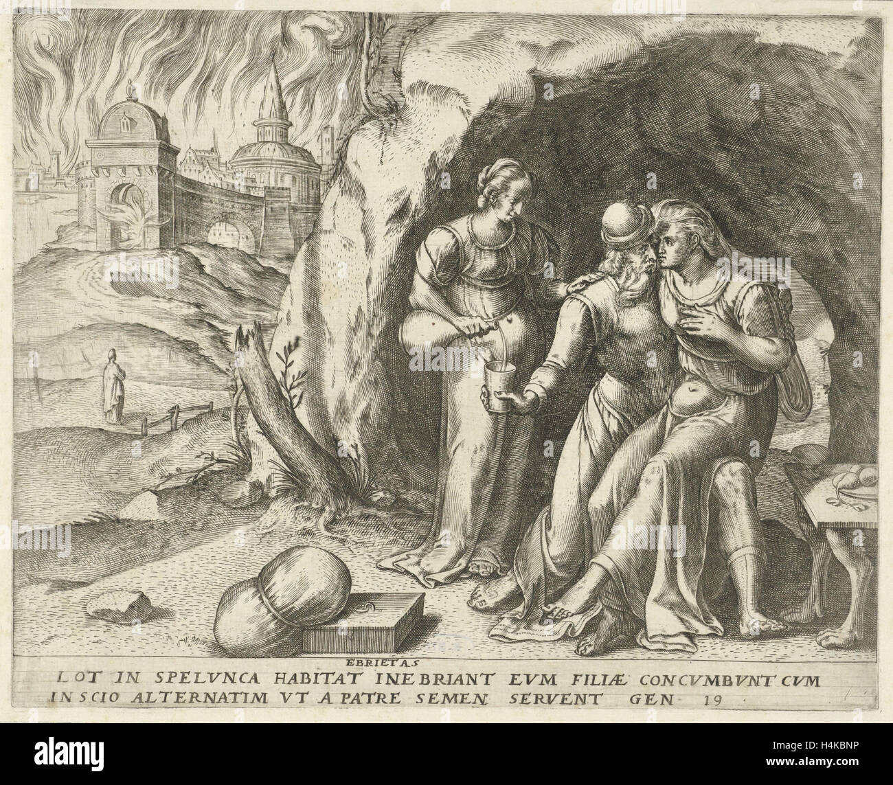 Lot and his daughters, Frans Menton, Anonymous, 1550 - 1570 Stock Photo ...
