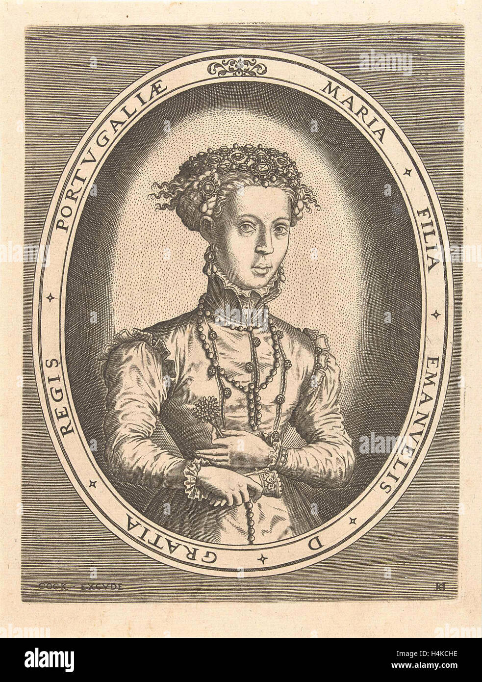 Portrait of Princess Maria of Portugal, Hans Collaert (I), Hieronymus ...