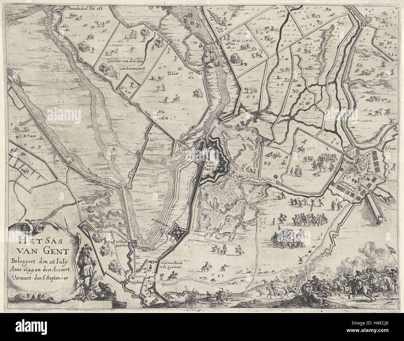Map of siege and conquest of Sas van Ghent, 1644, The Netherlands, Dirk ...
