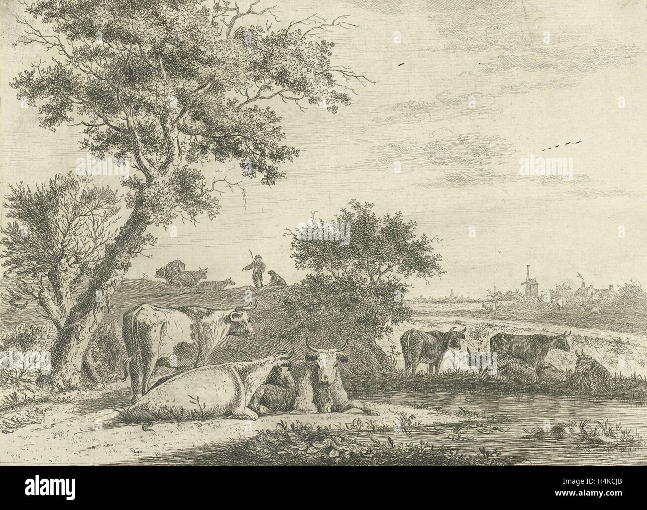 Landscape with cows, Cornelis van Noorde, 1741 - 1795 Stock Photo - Alamy