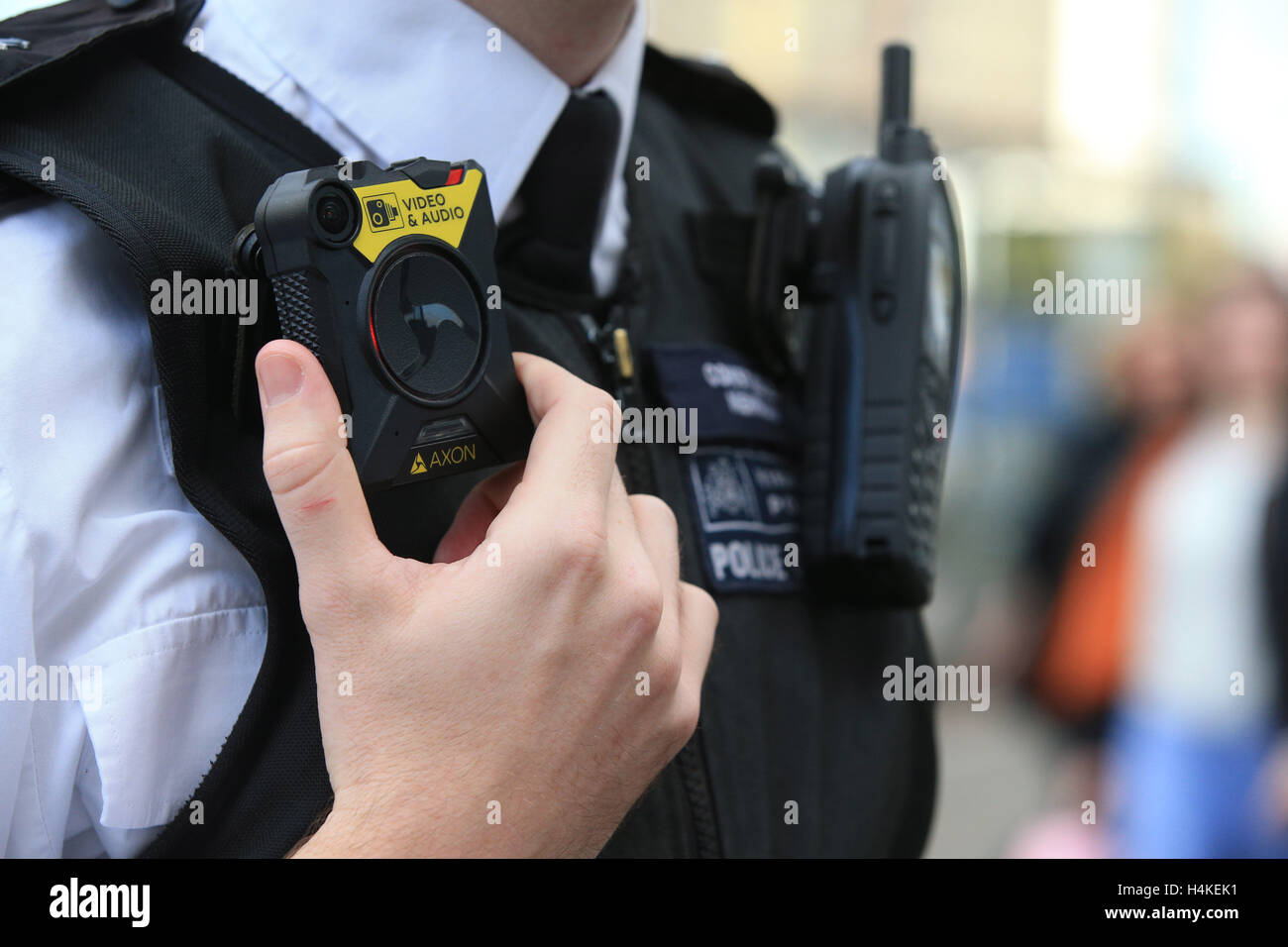 Police equipped with the new body worn video camera outside Lewisham ...