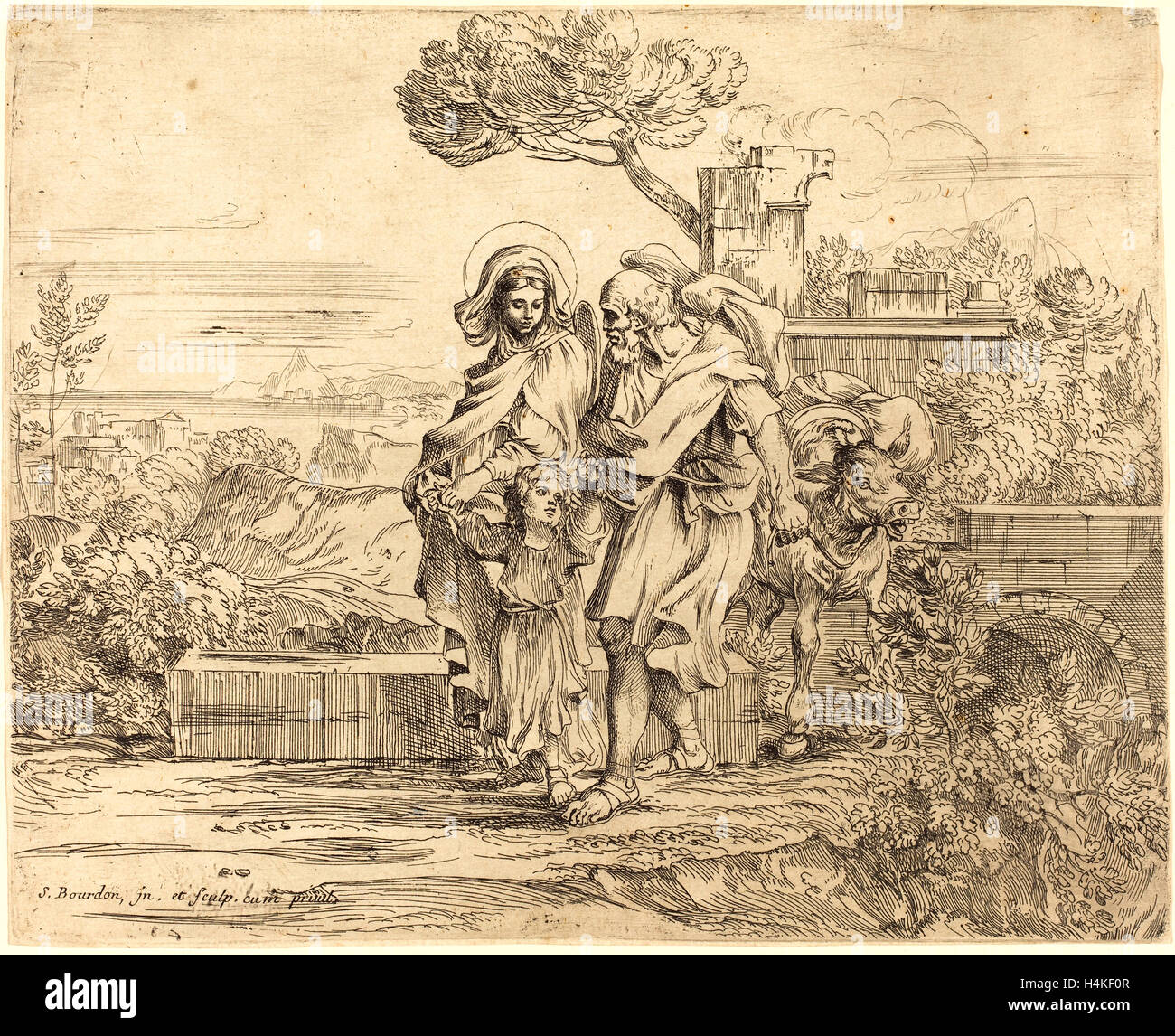 Sébastien Bourdon, French (1616-1671), The Rest on the Flight into ...