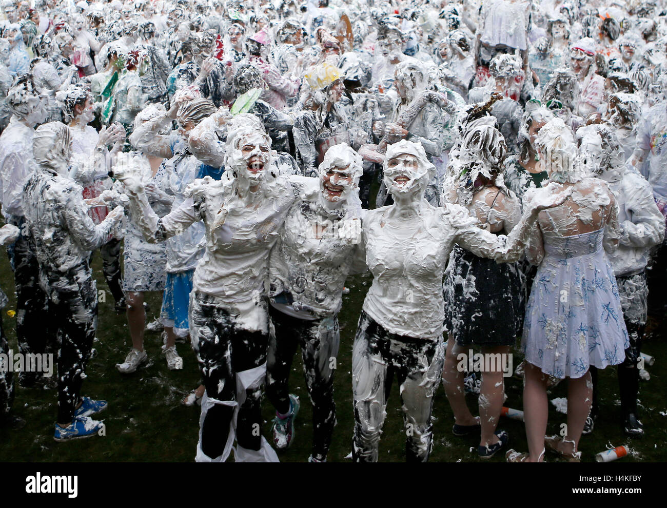 St Andrews University students take part in a foam fight known as ...