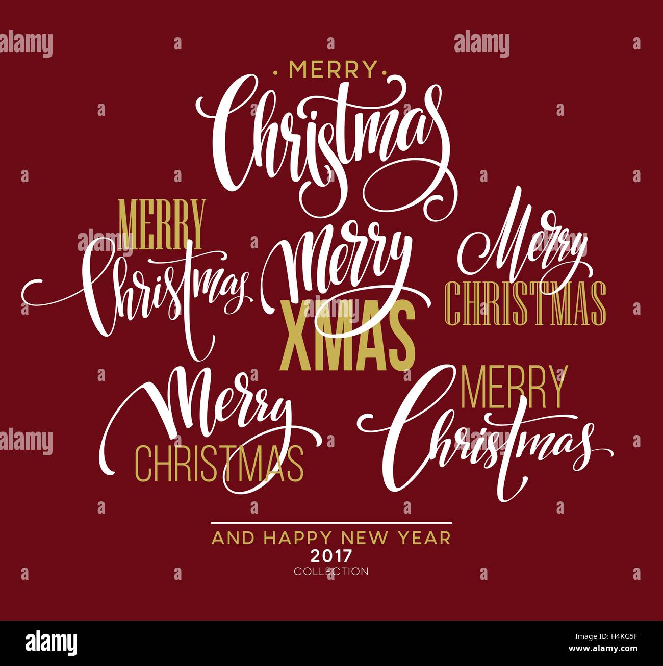 Merry Christmas Lettering Design Set. Vector illustration Stock Vector ...