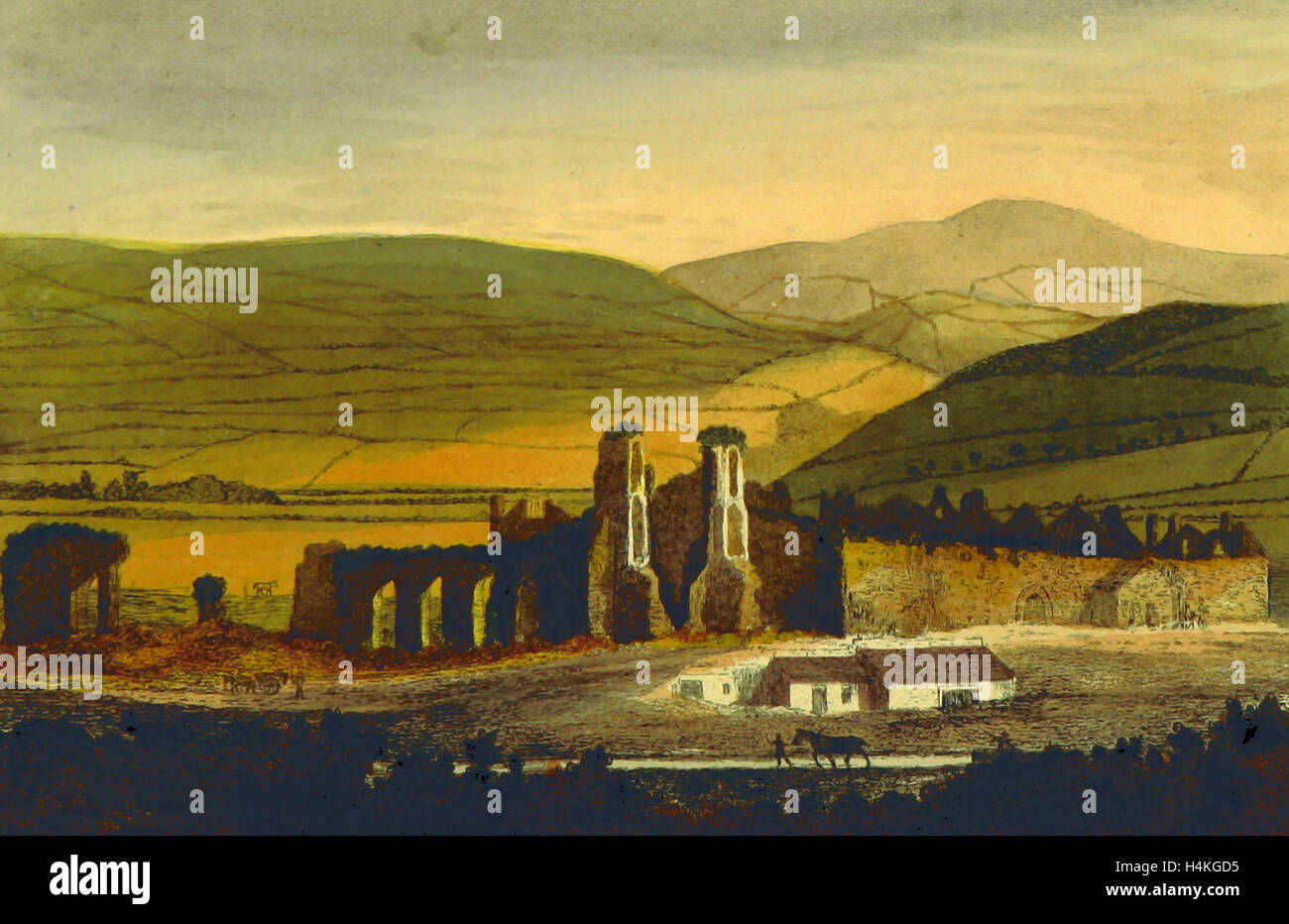 Guide to the beauties of Glyn Neath, Abbey Ruins Stock Photo - Alamy