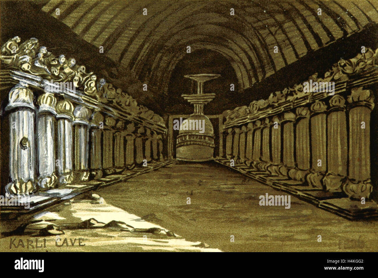 Karli cave India, 19th century engraving 1834 Stock Photo - Alamy
