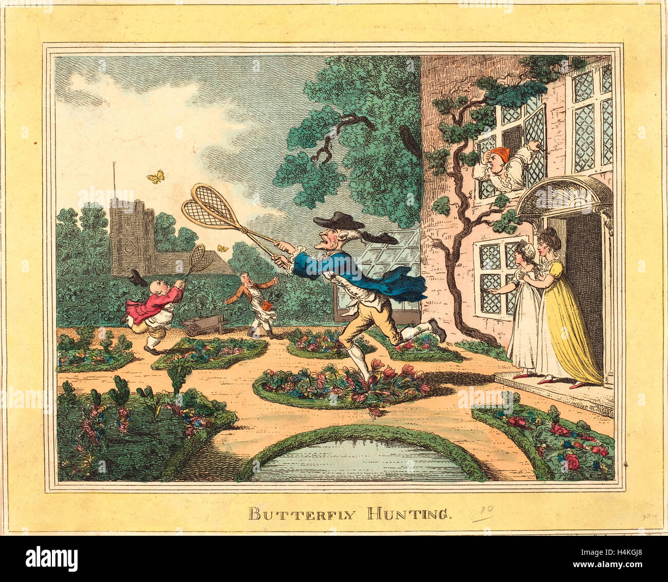 Butterfly hunting engraving hi-res stock photography and images - Alamy