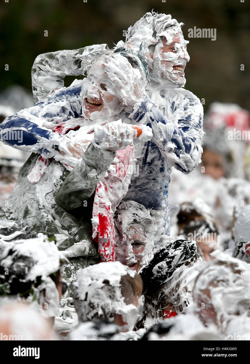 St Andrews University students take part in a foam fight known as ...